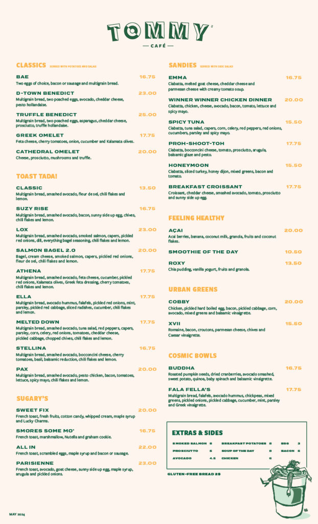 Menu - Saint-Paul - Tommy Café